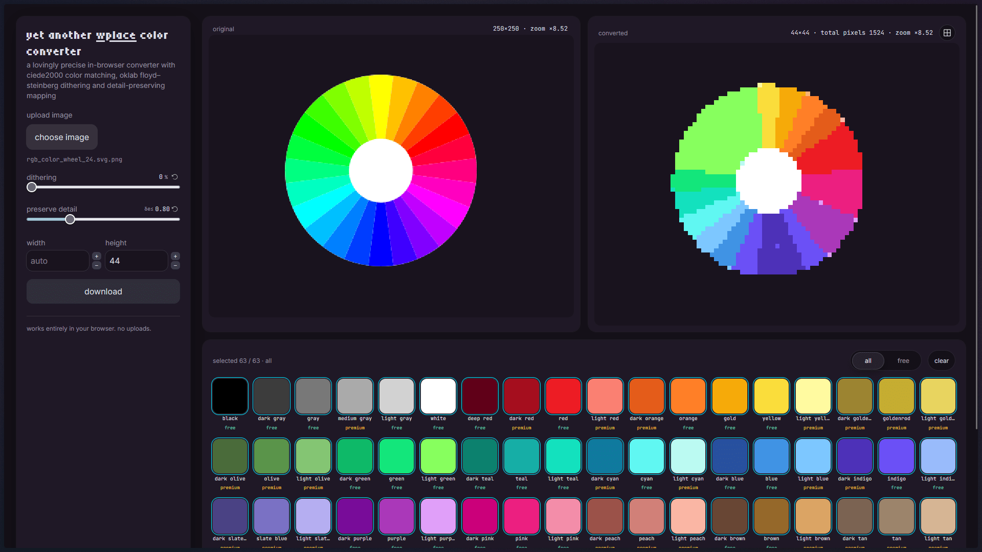 yet another wplace color converter